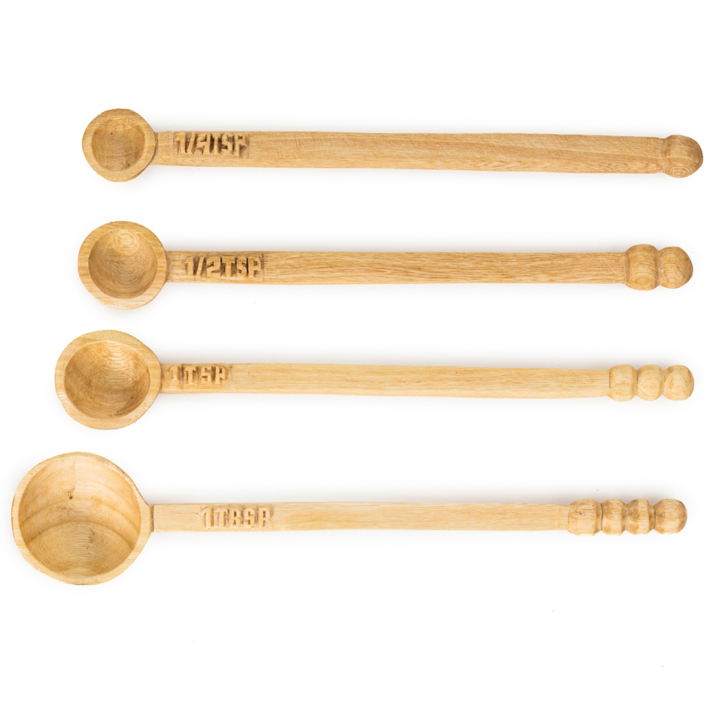 Hand Carved Wooden Lela Long Handle Measuring Spoon Set – Azizi Life