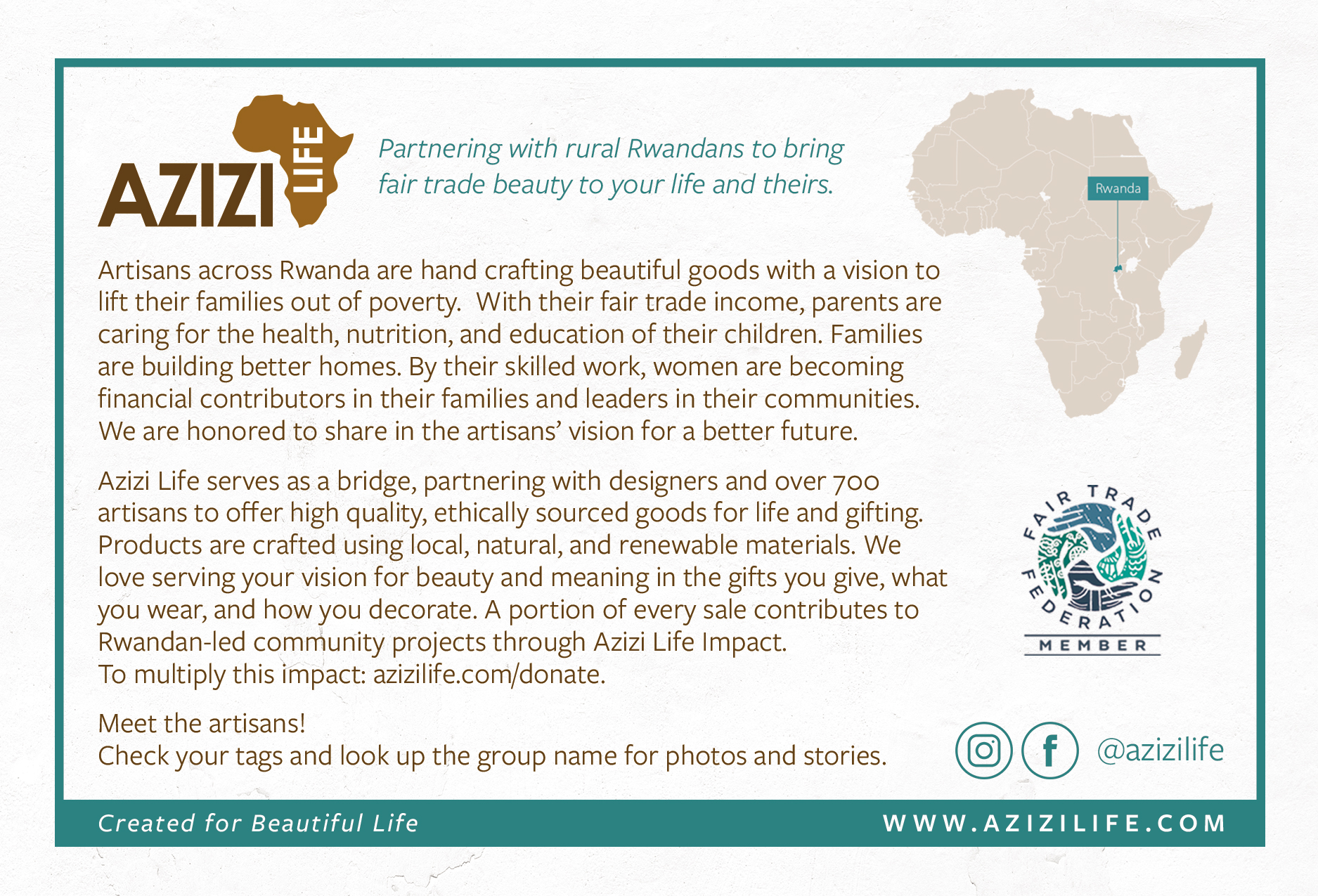 Azizi Life Information Cards (Pack of 10) – Azizi Life